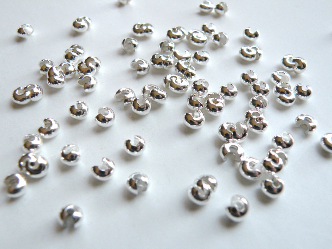 50 Crimp Bead Covers Silver Plated 4mm DB03073 - Etsy
