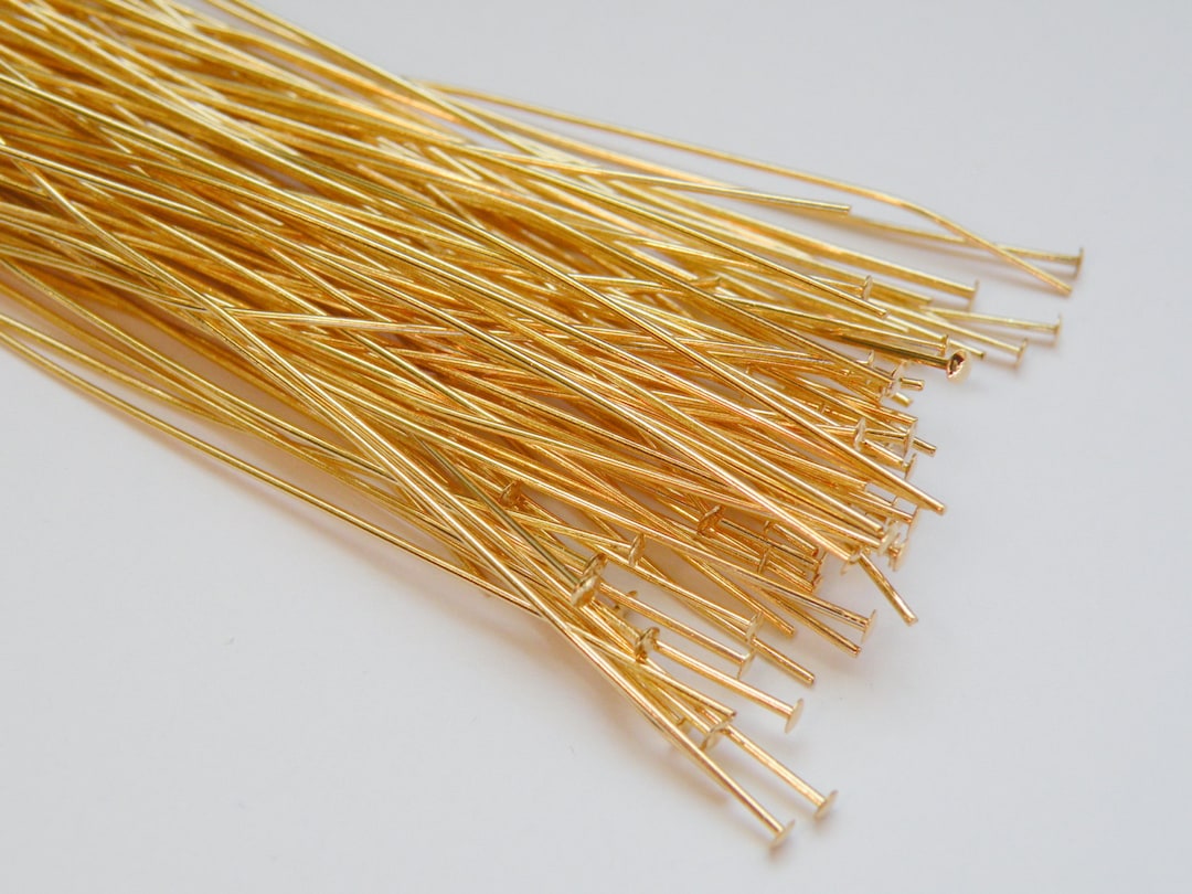 50 Head Pins Shiny Gold 3 Inches or 7.62cm 22 Gauge Nickel Free Brass ...