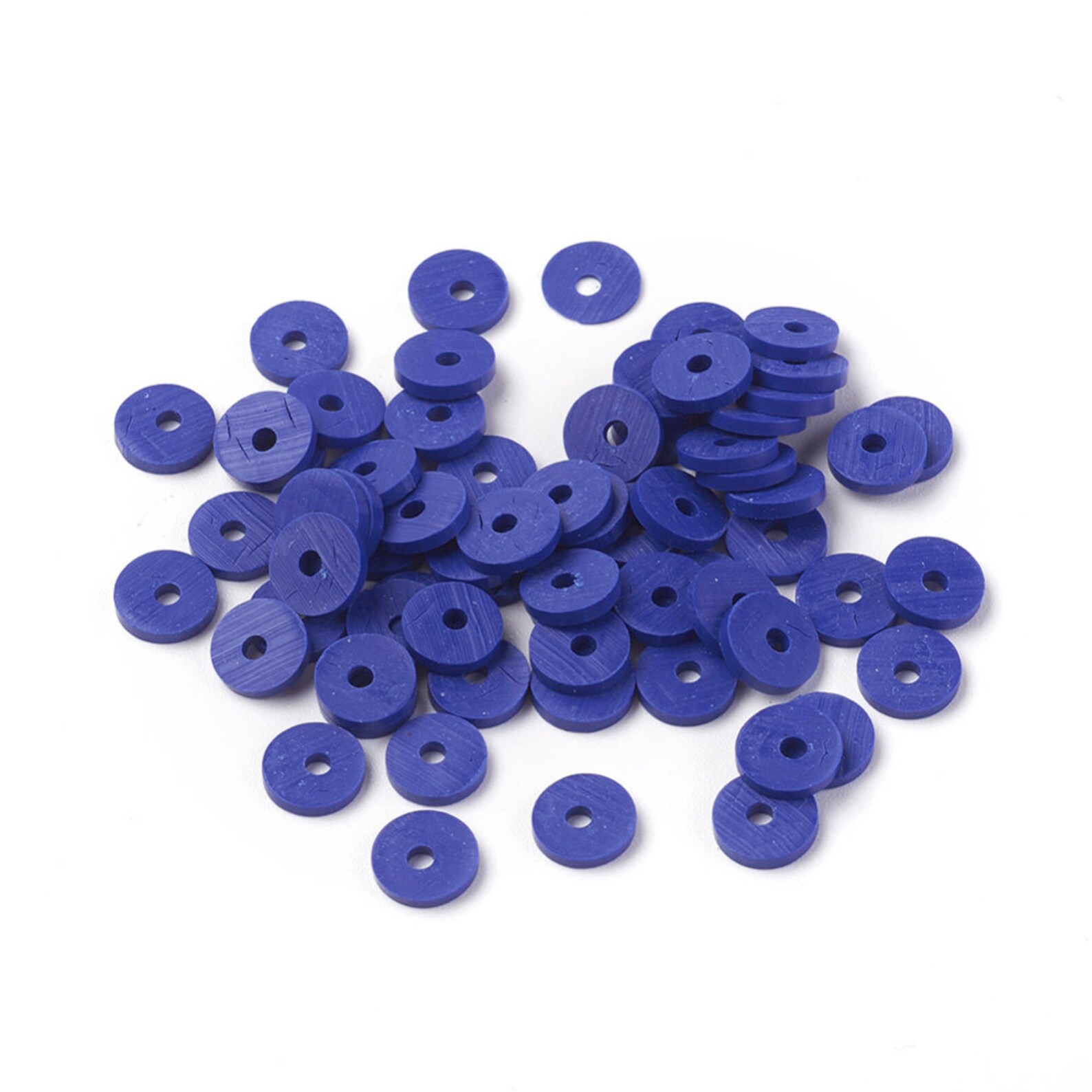 Royal Blue Polymer Clay Heishi Beads, Handmade Flat Round Discs 6-6 ...