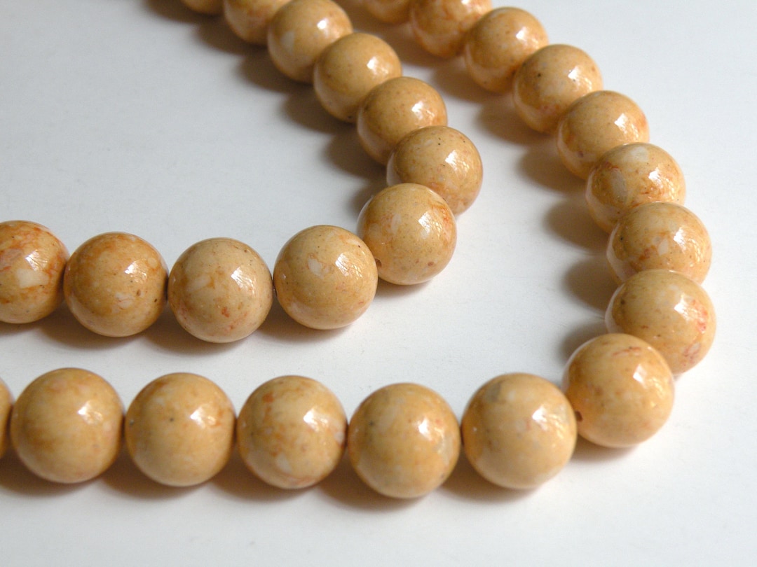 Riverstone Beads in Light Brown Round Gemstone 12mm Full Strand 9465GS ...