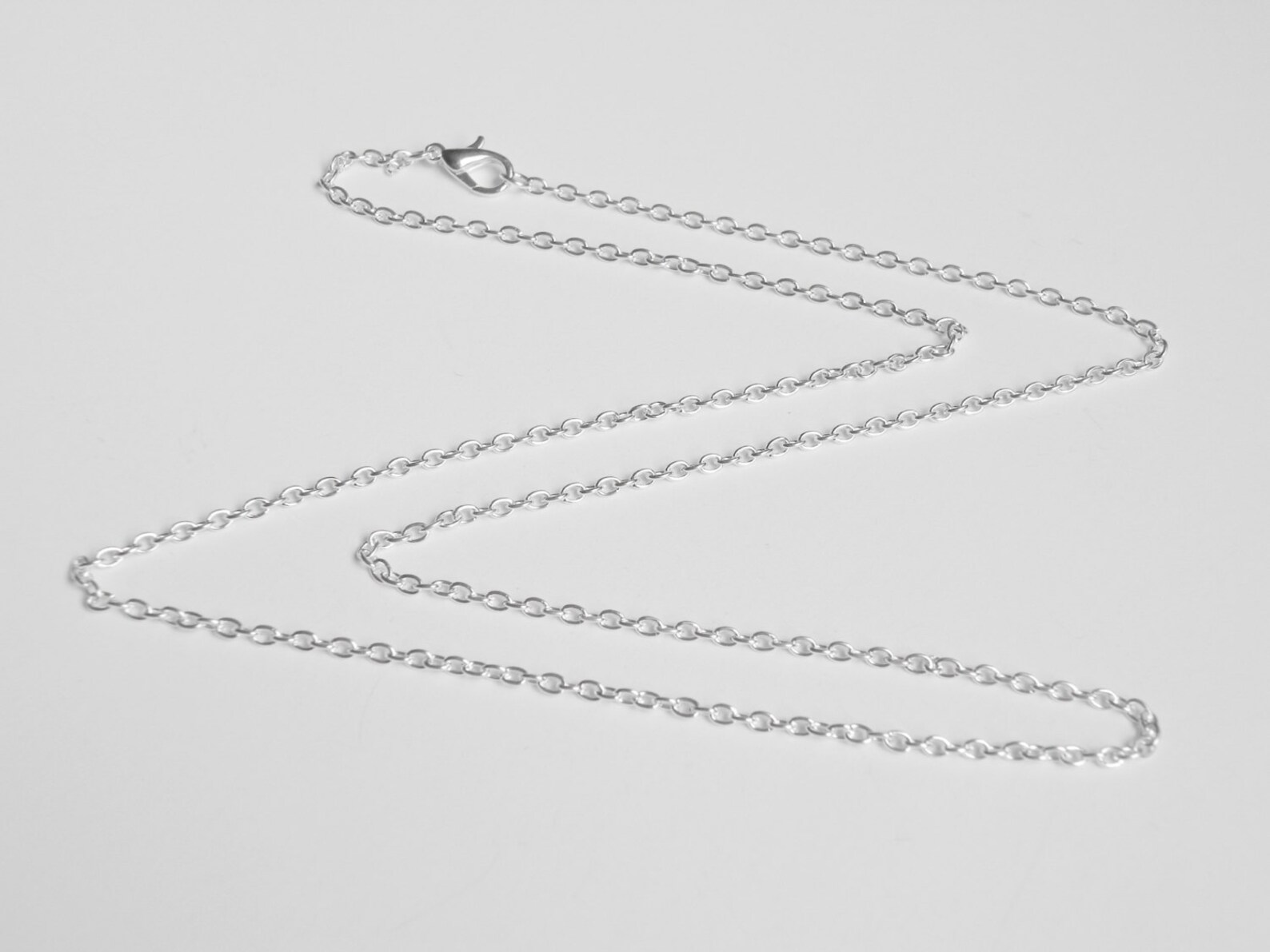 2 Cable 24 Inch Silver Chains With Lobster Claw Clasp Finished ...