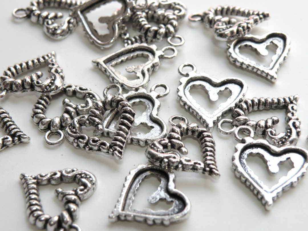 10 Fancy Scroll Heart Charms Antique Silver 17x18mm 8719FX - Etsy