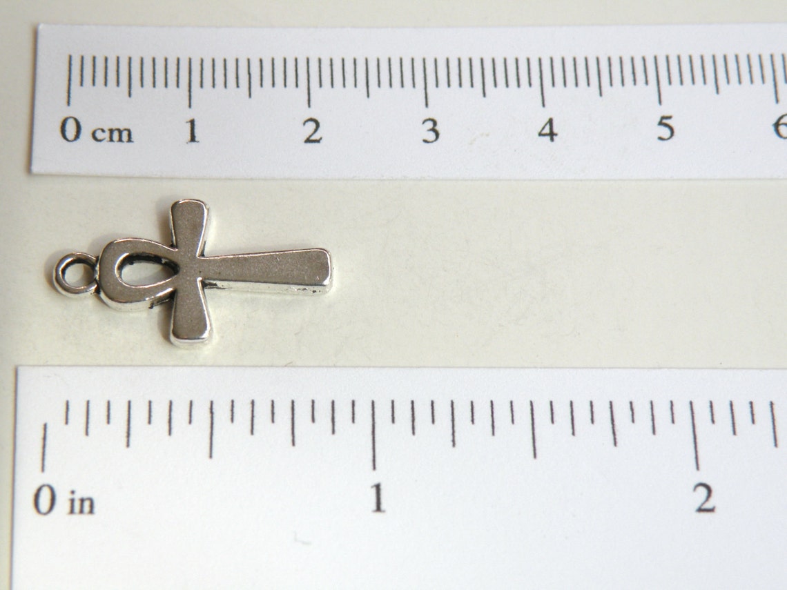 10 Ankh Egyptian Cross Charms Pendants Antique Silver 22x13mm DB16282 ...
