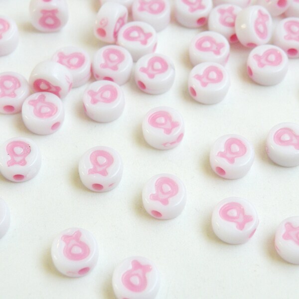 Pink Ribbon Beads - Etsy