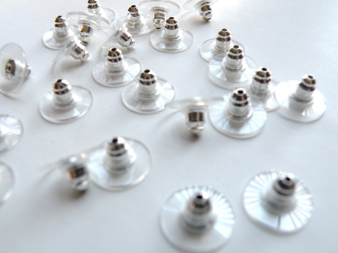 20 Comfort Clutch Earring Back Earnuts for Post Earrings Silver Plated ...