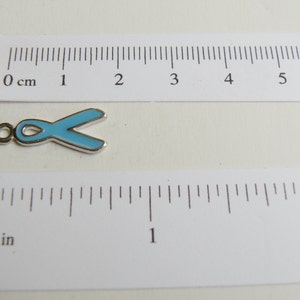 10 Light Blue Awareness Ribbon Enamel Charms Silver Finish 20x9mm ...