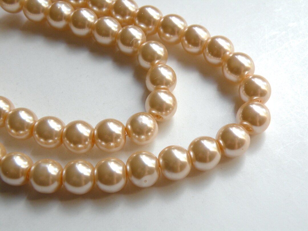 Peach Glass Pearl Beads Round 8mm Full Strand 7772GB - Etsy