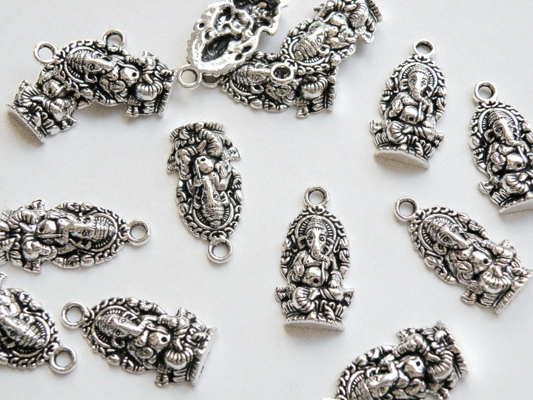 10 Ganesh Charms, Ganapati Vinayaka Binayak Ganesha Antique Silver ...