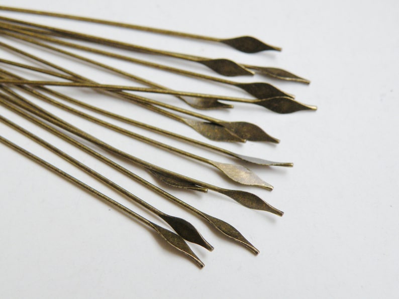 50 Head Pins With Pointed Spear Head 2 Inches Antique Bronze Antique ...