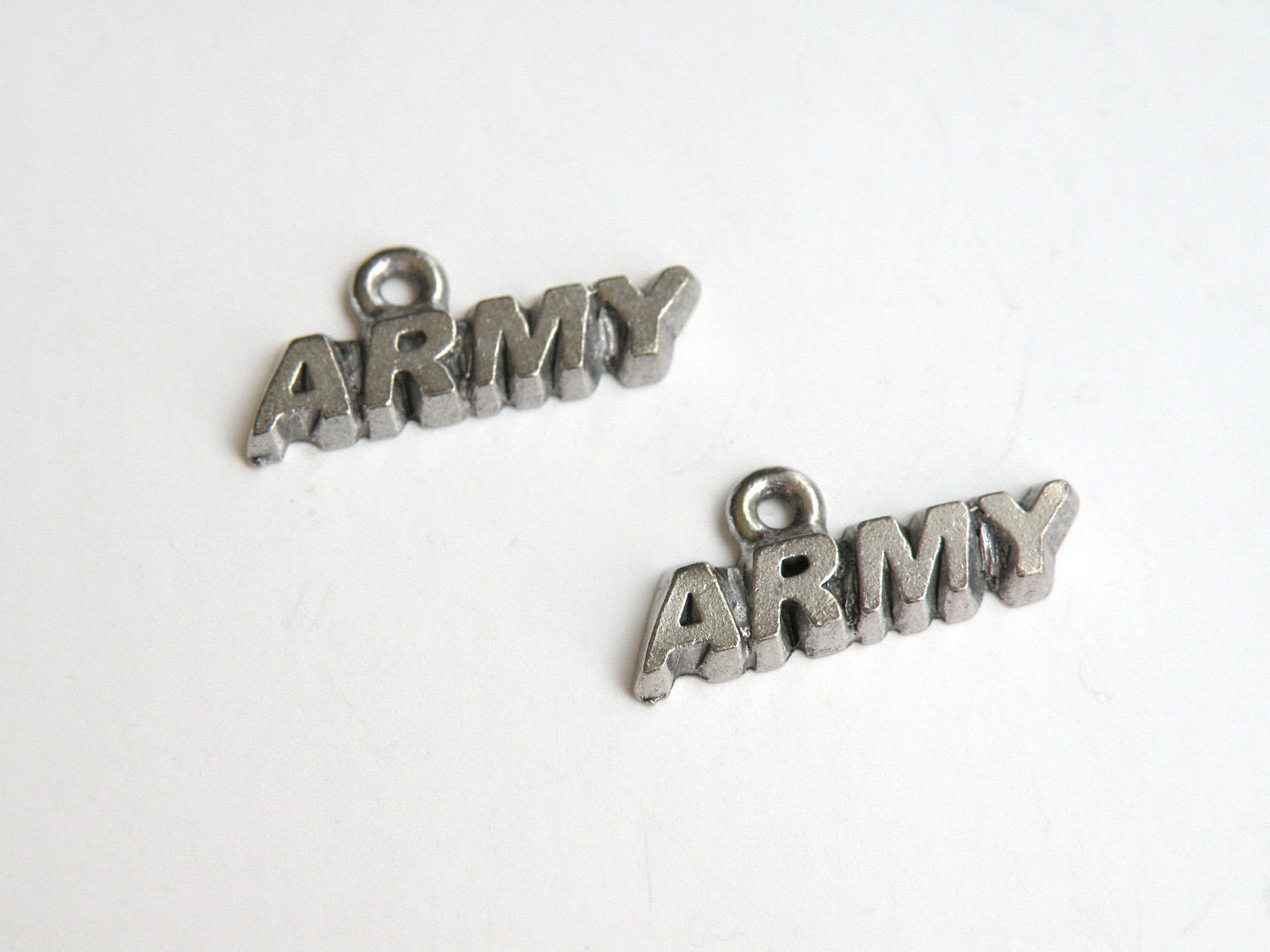 2 Army military charms antique silver 20x5mm 9067FX Patriotic | Etsy