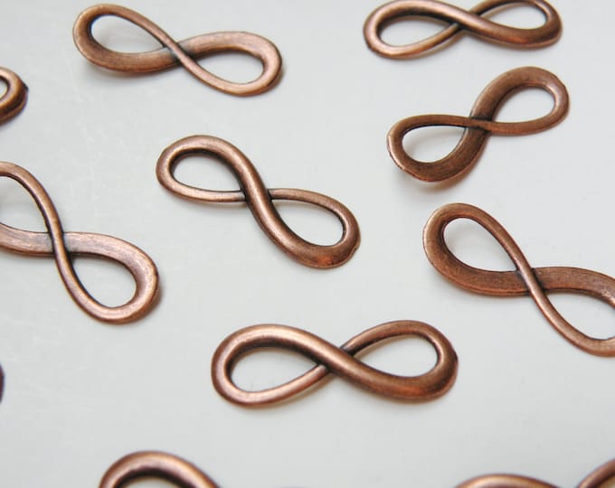 10 Infinity Connector Links Charm Pendant Antique Copper Brass Figure 8 ...