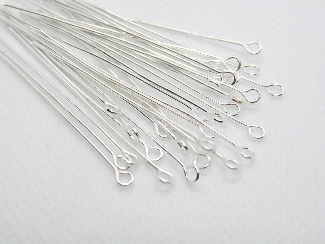Eye Pins Shiny Silver Plated 2 Inch 50mm 22 Gauge 100pcs DB01727 - Etsy