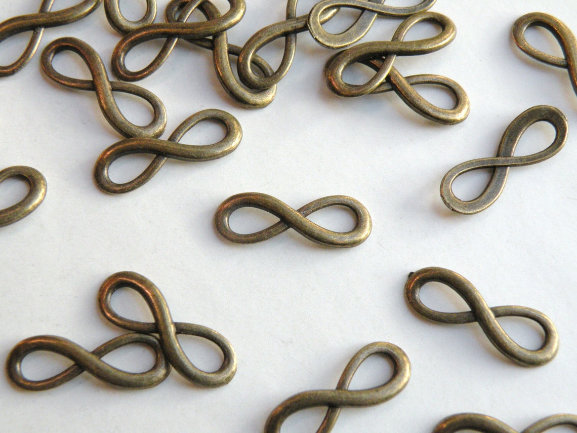 10 Infinity Connector Links Charm Pendant Antique Bronze Brass Figure 8 ...