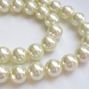Ivory Glass Pearl Beads Round 16mm Full Strand 7839GB - Etsy