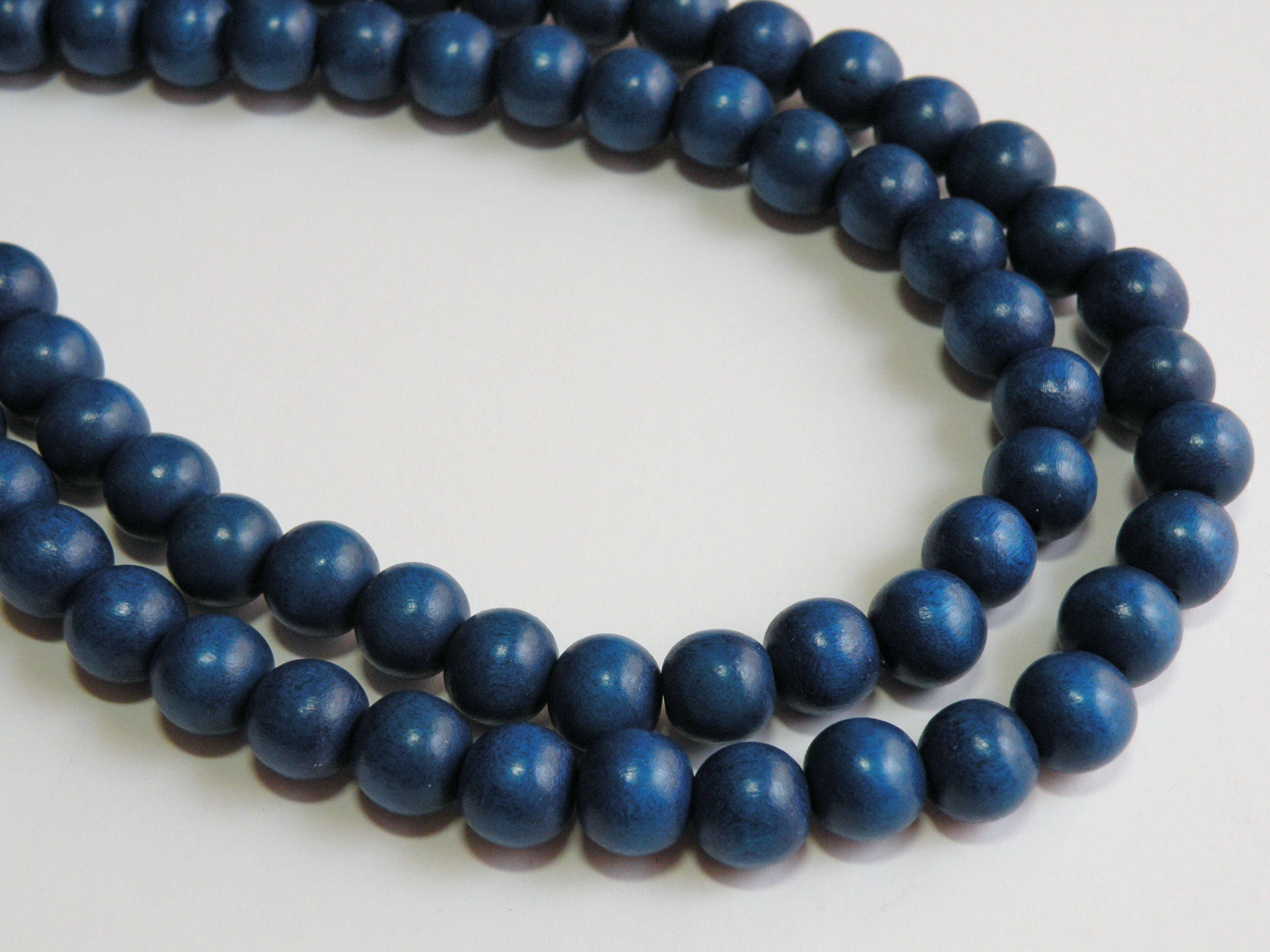 Royal Blue Wood Beads Round 9-10mm Full Strand Eco-friendly Cheesewood ...