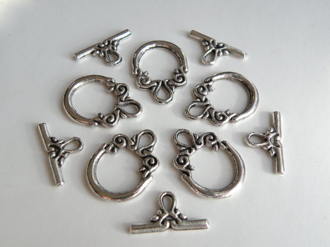 10 Fancy Swirly Oval Toggle Clasps Antique Silver 20x15mm DB00462 - Etsy