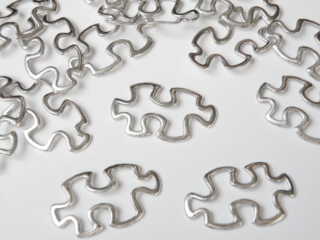 10 Jigsaw Puzzle Connector Links Curved Focal Piece Autism Awareness ...