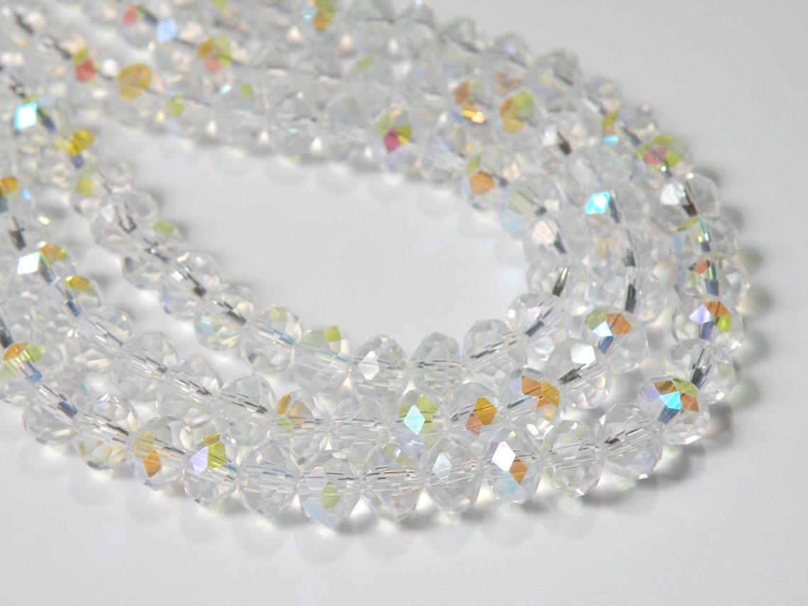 Clear AB Crystal Faceted Glass Rondelle Rainbow Beads 8x6mm | Etsy