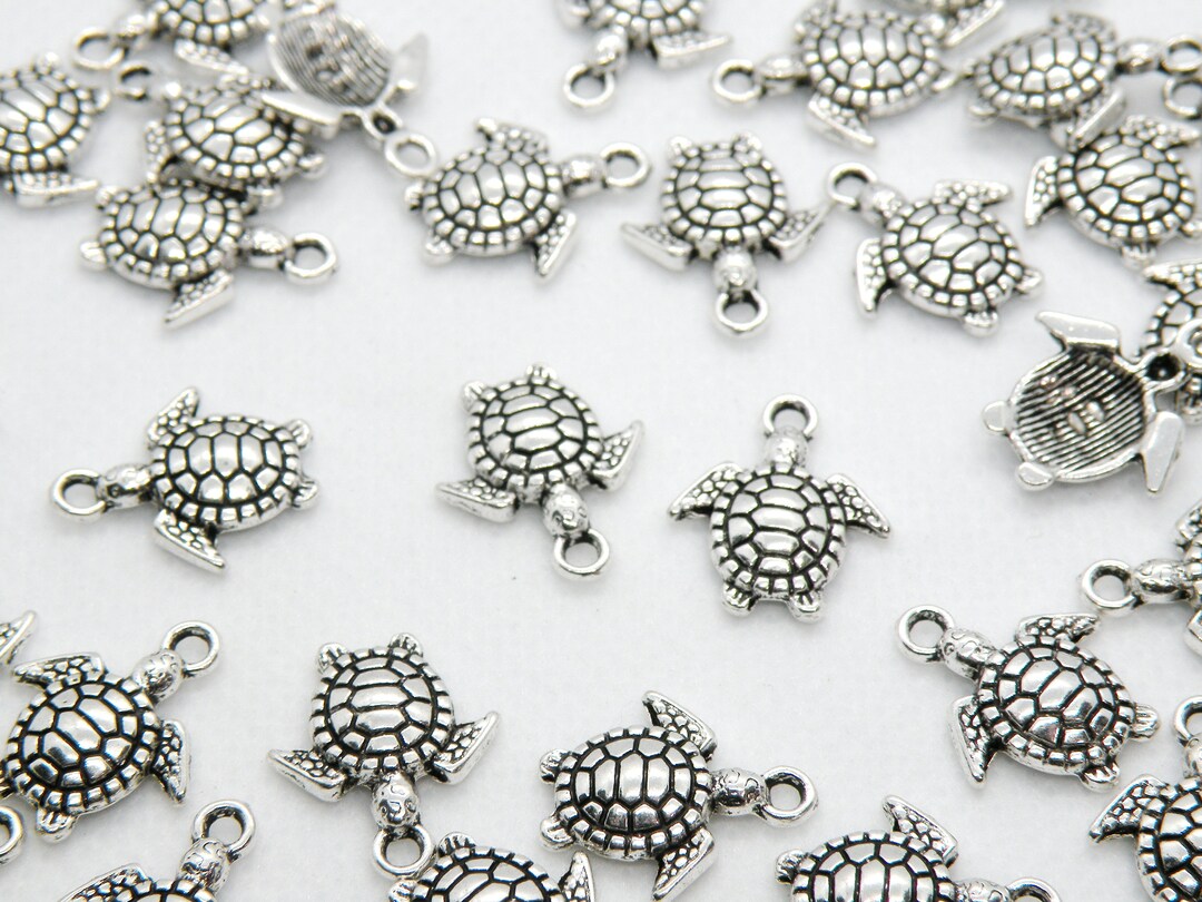 10 Turtle Tortoise Charms Antique Silver 16x14mm DB40496 - Etsy