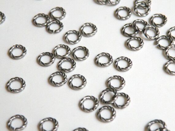 25 Fancy Twisted Jump Rings Open Round Antique Silver Plated - Etsy