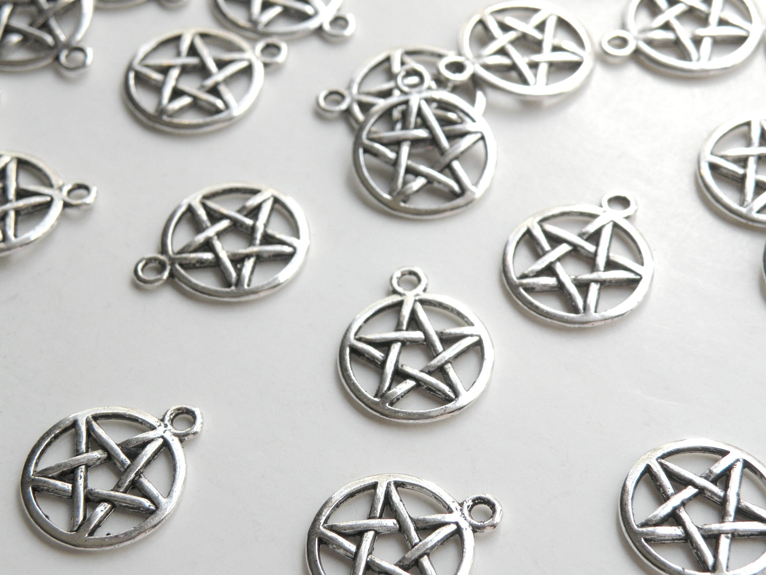 10 Star Pentacle Pentagram Charms Antique Silver 20x17mm - Etsy
