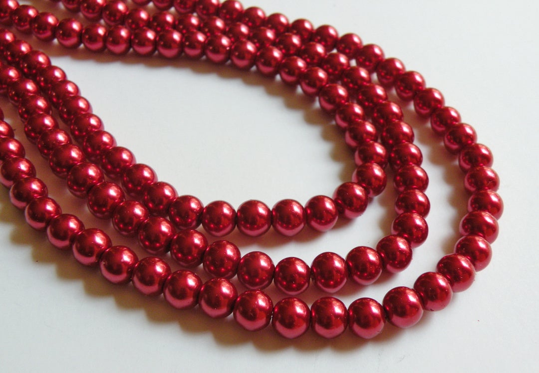 Cranberry Red Glass Pearl Beads Round 8mm Full Strand DB11408 - Etsy