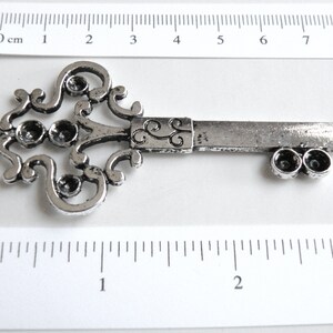 5 Fancy Skeleton Key Extra Large Charms Antique Silver 76x36mm FCA12693 ...