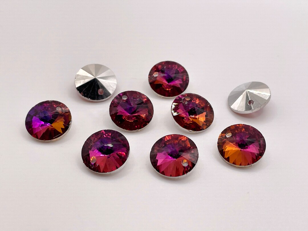 14mm Fuchsia AB Crystal Disk Pendants, Rainbow Sun Catcher Charms ...