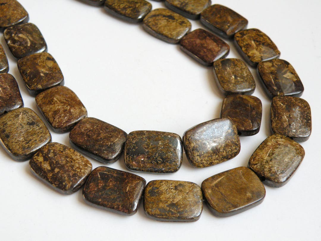 Natural Bronzite Rounded Rectangles Natural Gemstone Shimmering Golden ...