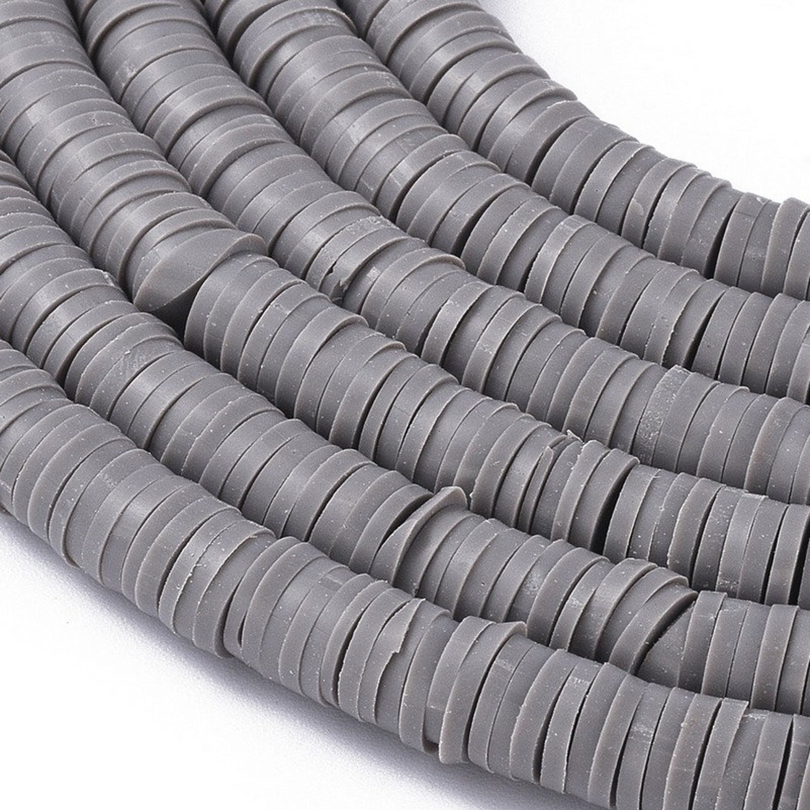 Elephant Gray Grey Polymer Clay Heishi Beads Handmade Flat - Etsy