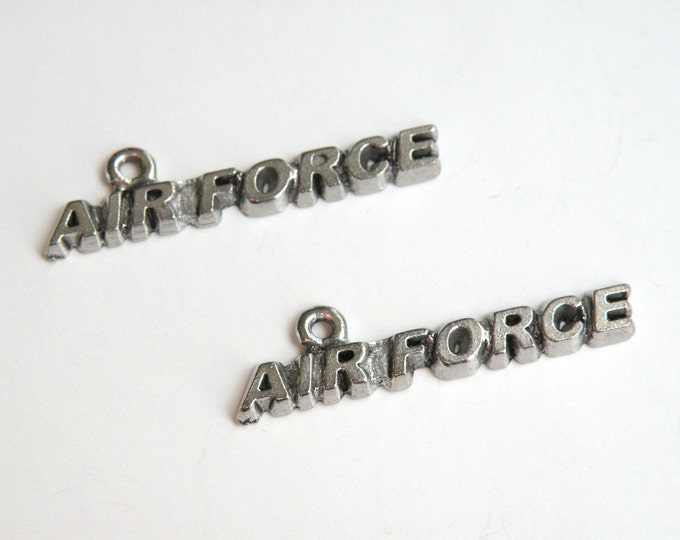 2 Air Force Military Charms Antique Silver 34x5mm 9068FX Patriotic ...