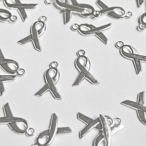 20 Awareness Ribbon Charms Shiny Silver Plated 14x9mm PLF1623Y-S - Etsy
