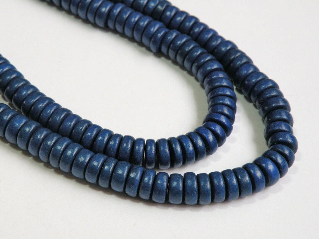 Royal Blue Wood Beads Rondelle Bright Cheesewood 8x4mm Eco-friendly ...