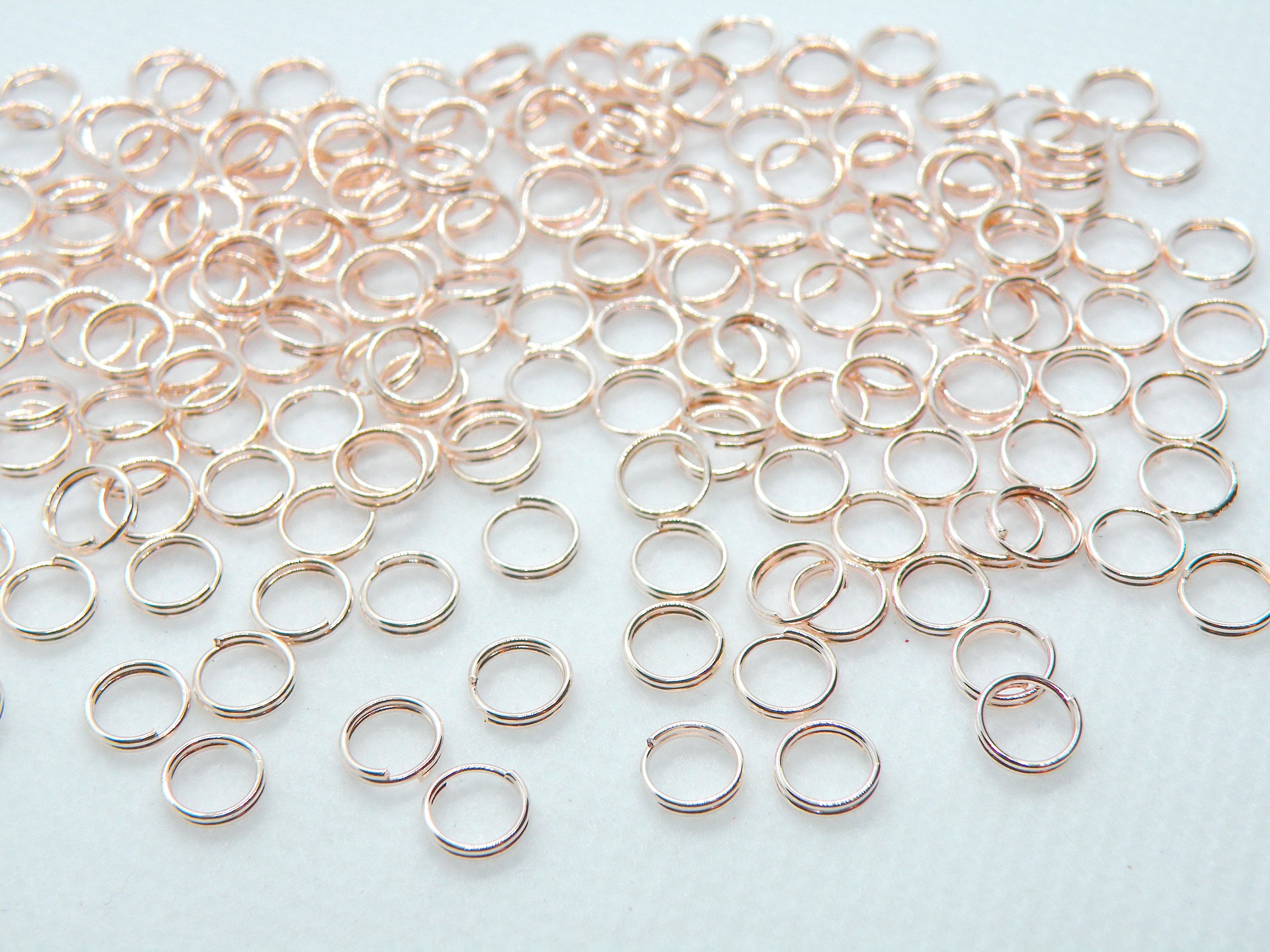 50 Light Rose Gold Pink Split Rings Shiny Plated Nickel Free - Etsy
