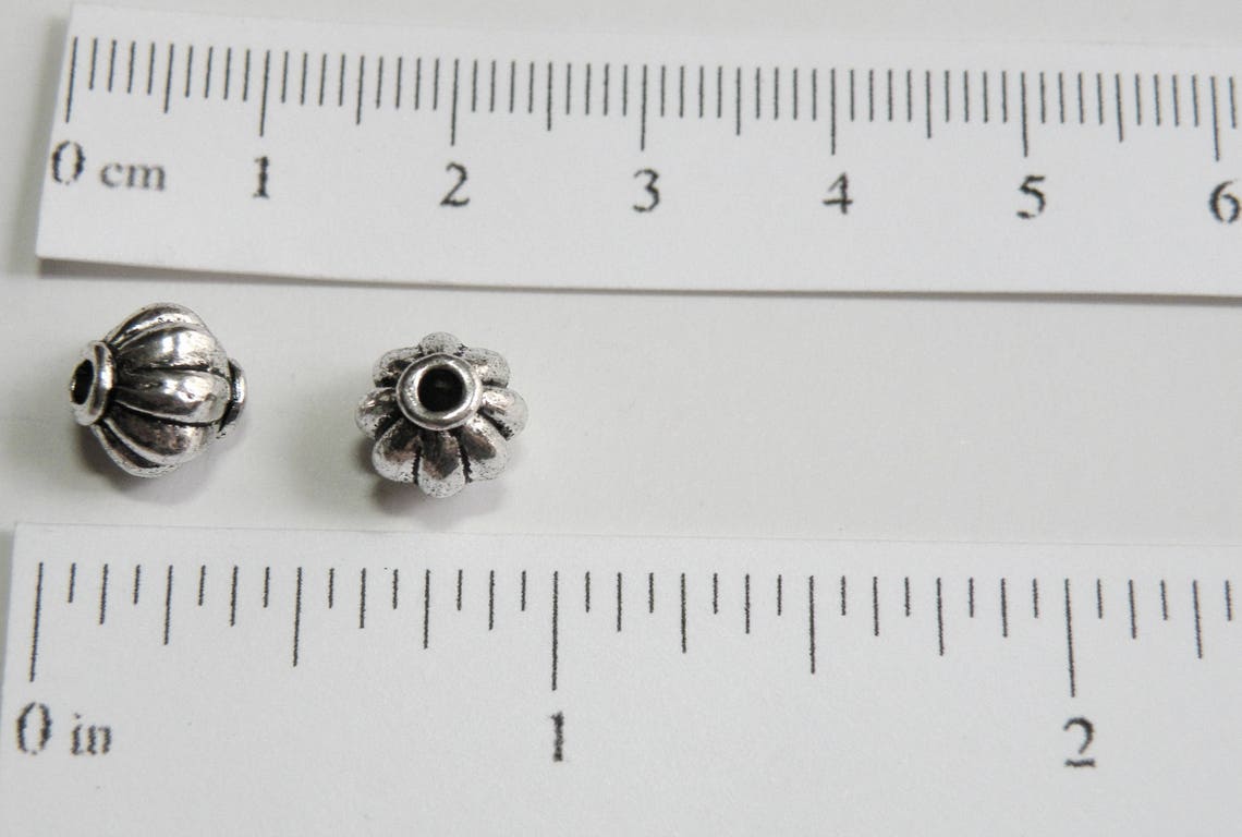 20 Lantern or Melon Shaped Spacer Beads Antique Silver 8mm DB56486 - Etsy