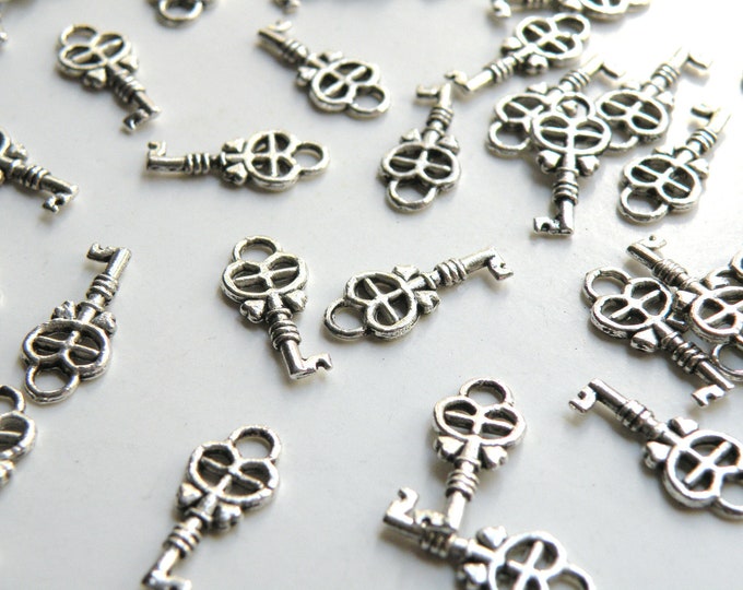 Fancy Skeleton Key Small Charms Antique Silver 19x8mm 10pcs 8713FX - Etsy