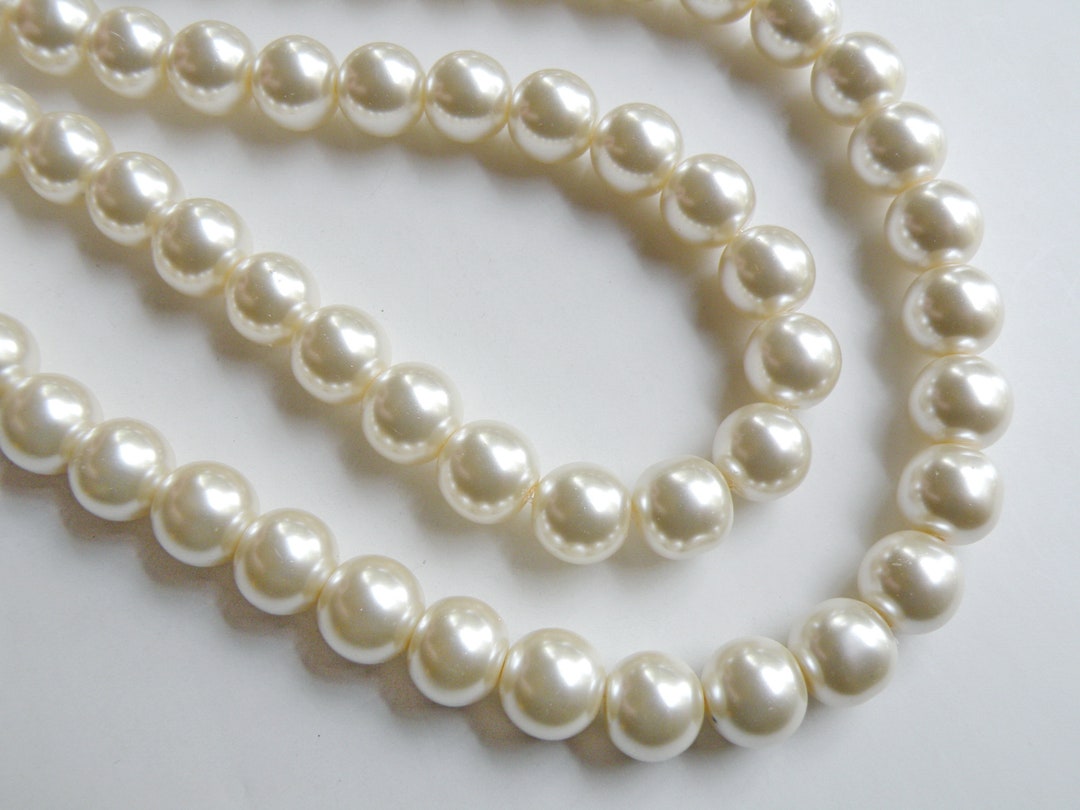 Cream Glass Pearl Beads Round 12mm Full Strand 3862GL - Etsy