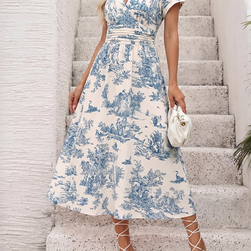 Womens Blue Toile Dress - Etsy