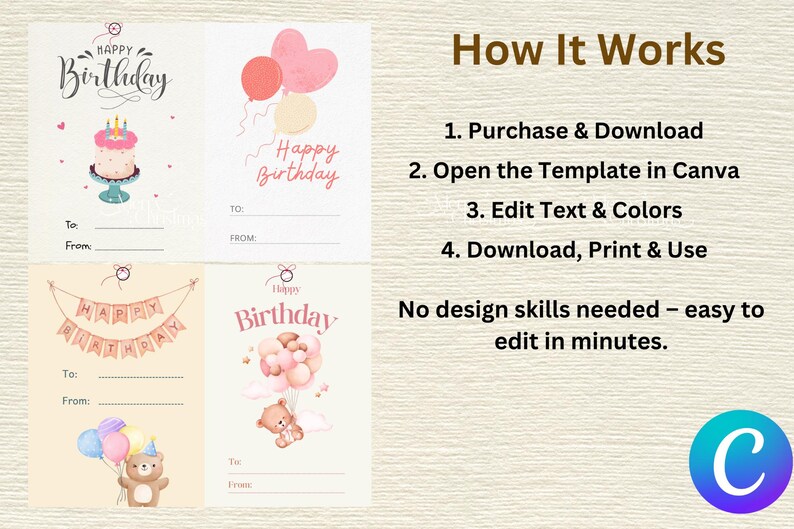 Happy Birthday Gift Tags - Editable Canva Printable - 4 Designs Bundle ...