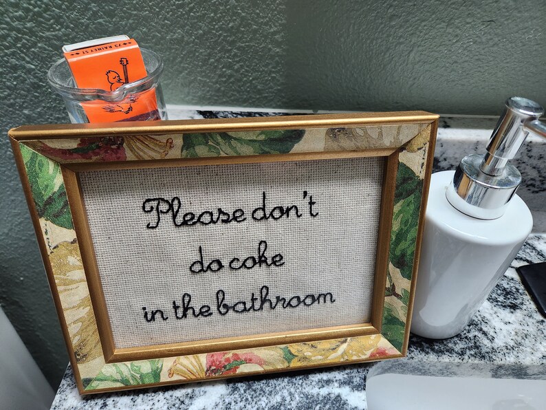 Please Don't Do Coke in the Bathroom Funny Framed Cross - Etsy