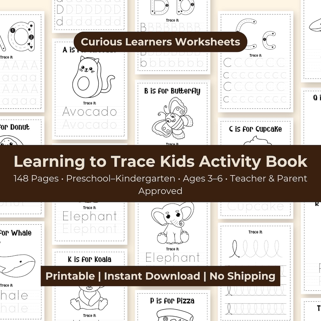 Tracing Worksheets for Preschool Kids, 148 Pages Handwriting Practice ...
