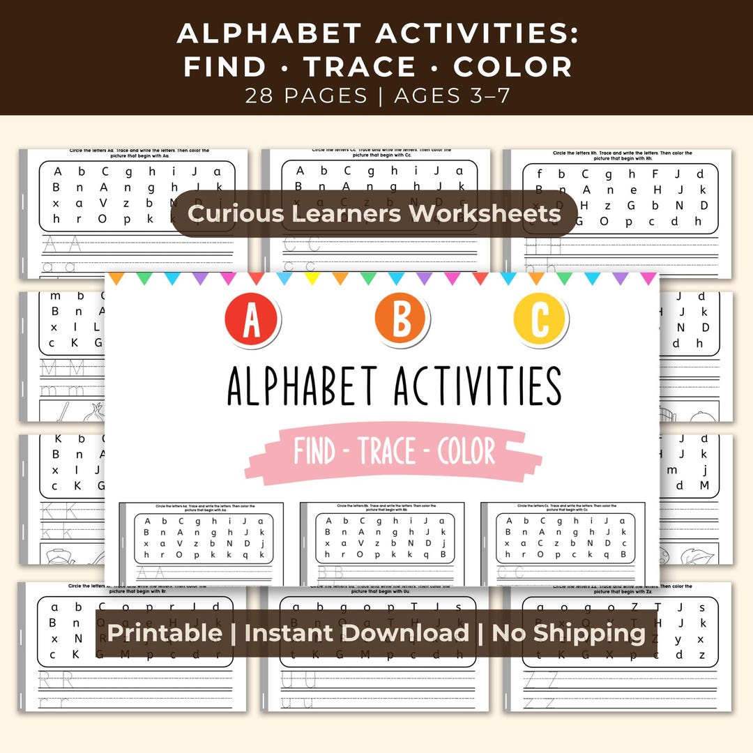 Alphabet Find Trace Color Worksheets, Preschool Letter Activities for ...