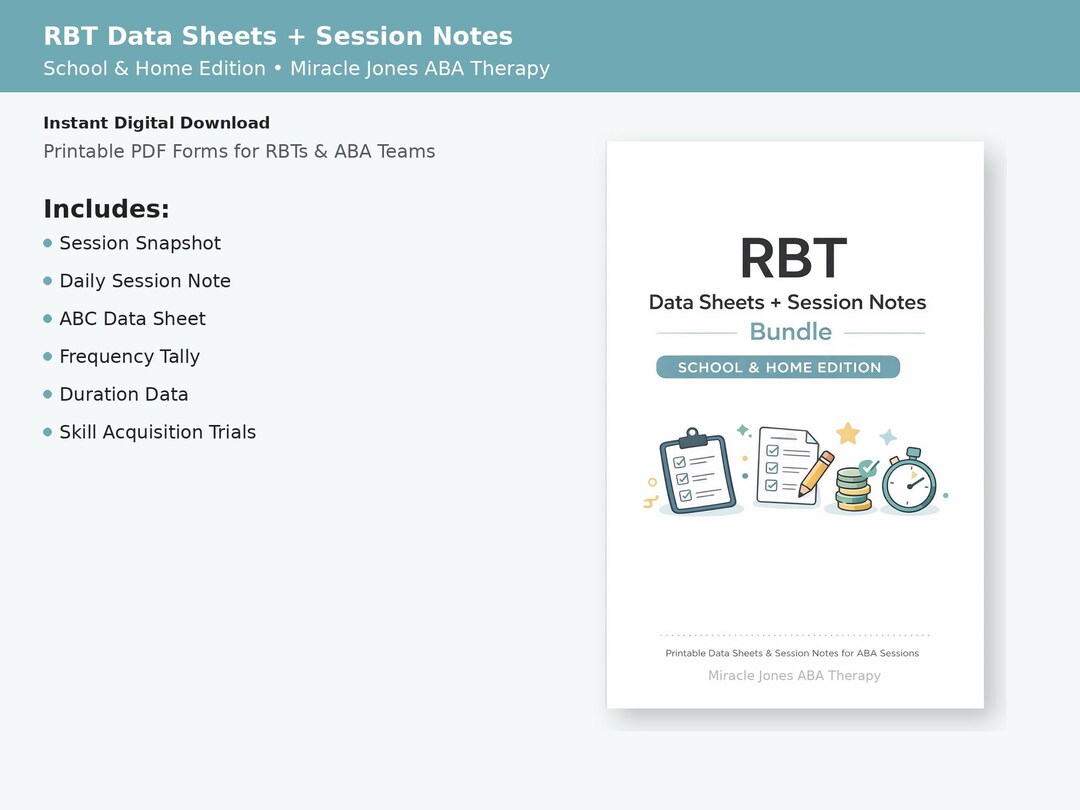 RBT ABA Data Sheets + Session Notes Bundle (digital Download) - Etsy