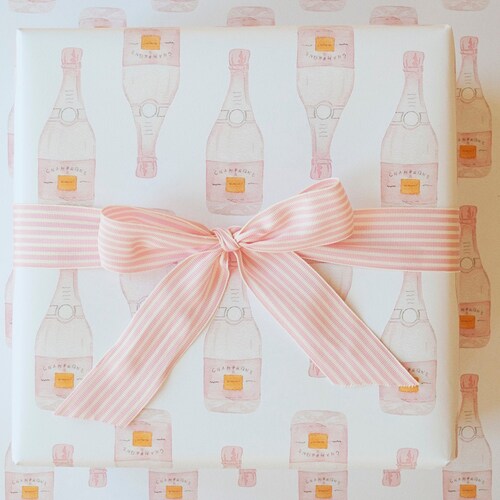 Rosé Champagne Gift Wrap Summer Champagne Wrapping Paper - Etsy
