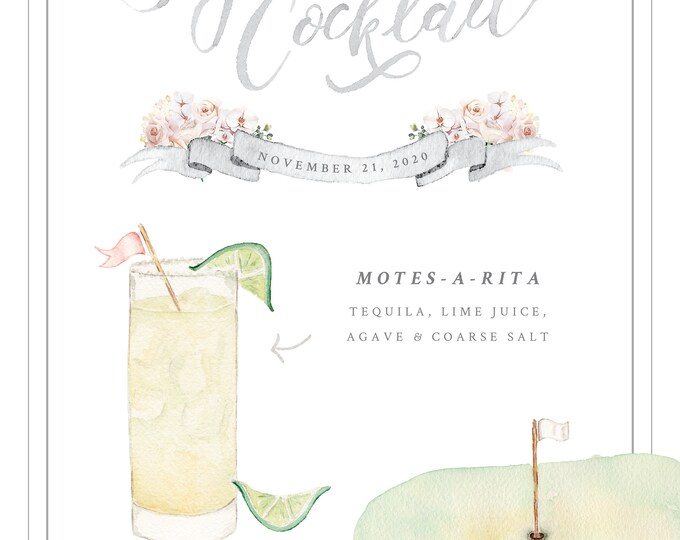 Custom Watercolor Signature Drink Signs, Watercolor Signature Cocktail ...