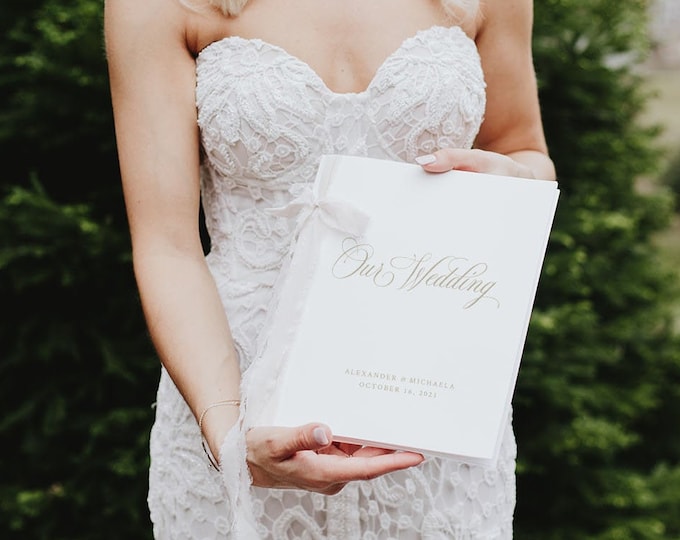 Wedding Officiant Book, Ceremony Book, Vow Books, Silk Ribbon, Our Vows ...