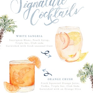 Custom Watercolor Signature Drink Signs, Watercolor Signature Cocktail ...
