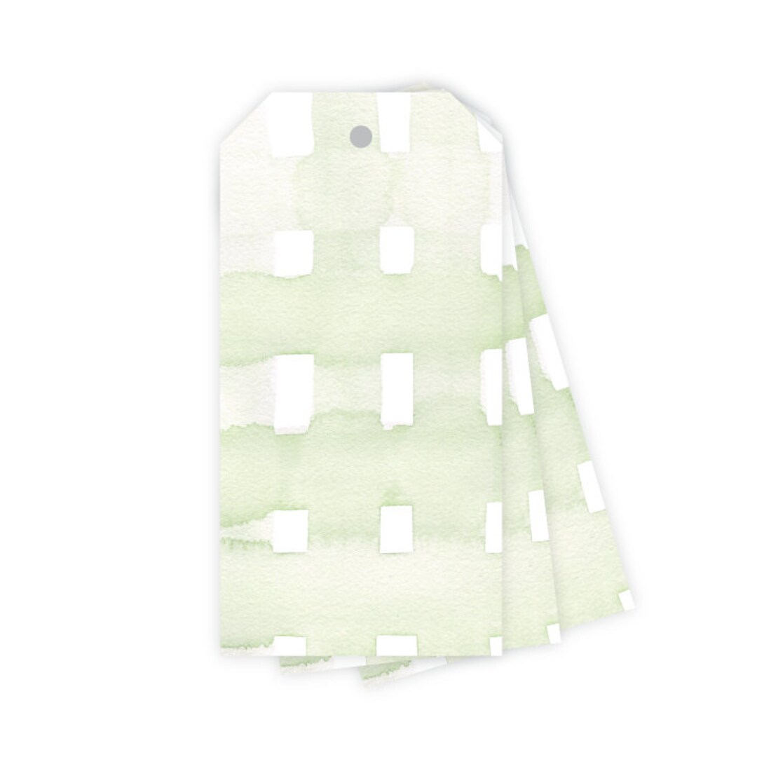 Holiday Green Gingham Gift Tags, Christmas Wrapping Paper, Boutique ...