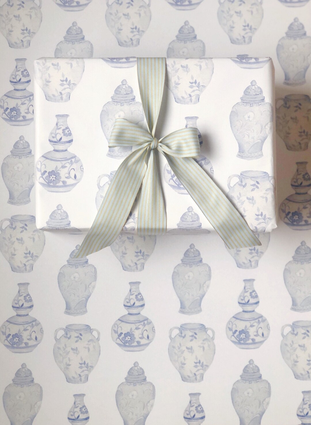 Ginger Jar Wrapping Paper, Watercolor Chinoiserie Gift Wrap, Ginger Jar ...