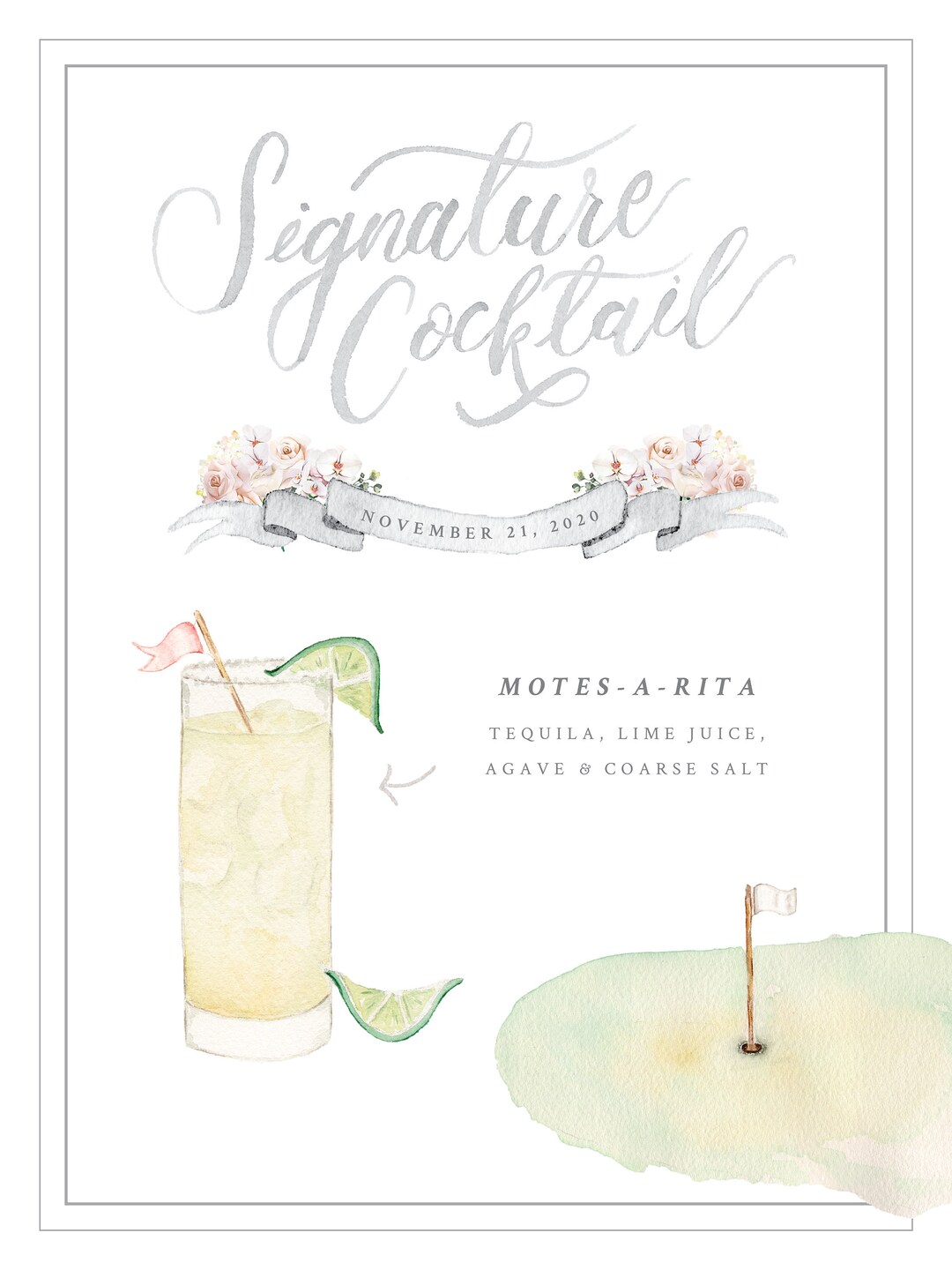 Custom Watercolor Signature Drink Signs, Watercolor Signature Cocktail ...